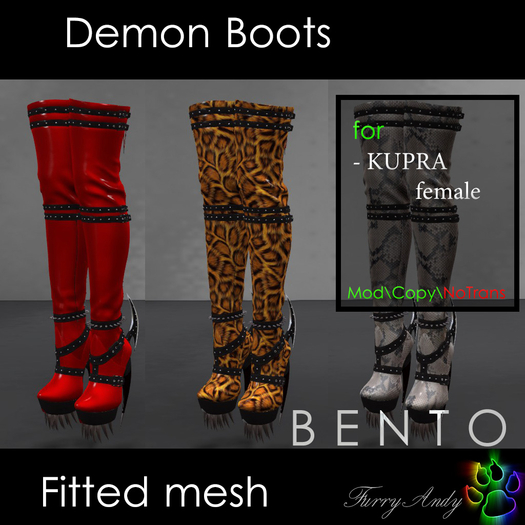 Second Life Marketplace - Furry Andy - Demon Boots for KUPRA