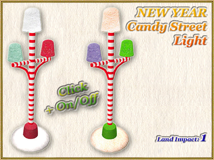 Second Life Marketplace - NEW YEAR - Candy Street Light (1 LI) (Full perm)