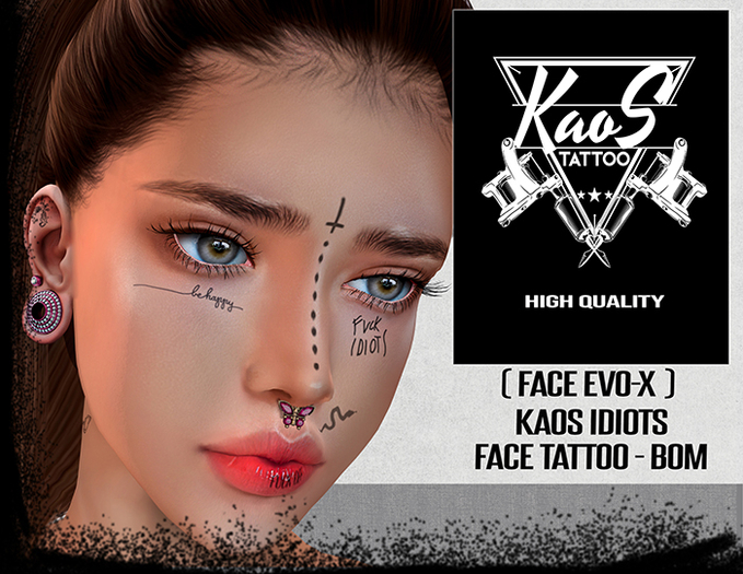 Second Life Marketplace - KAOS IDIOTS TATTOO ( FACE EVO-X ) TATTOO