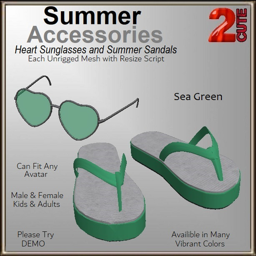 Second Life Marketplace - Summer Accessories Set [2cute] Sea Green