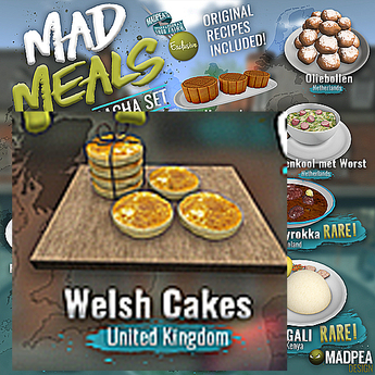 Second Life Marketplace - MadPea Mad Meals Gacha - Welsh Cakes