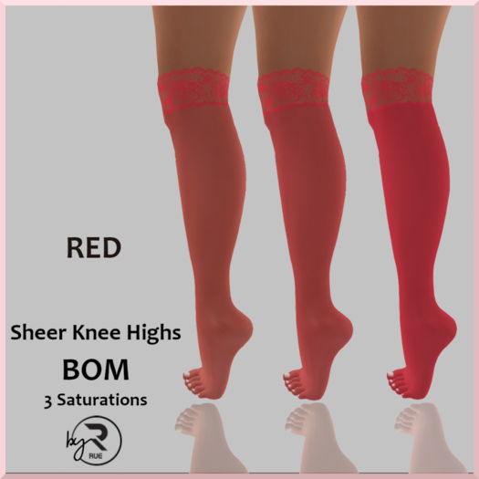Second Life Marketplace - :: RUE :: Katie Knee High Socks - RED [BOM]