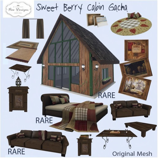 Second Life Marketplace - .:Bee Designs:. SB Cabin gacha Sofa RARE