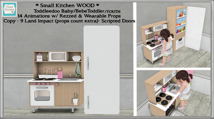 Second Life Marketplace - *CC* Small Kitchen WOOD (TDBaby/BebeToddler ...