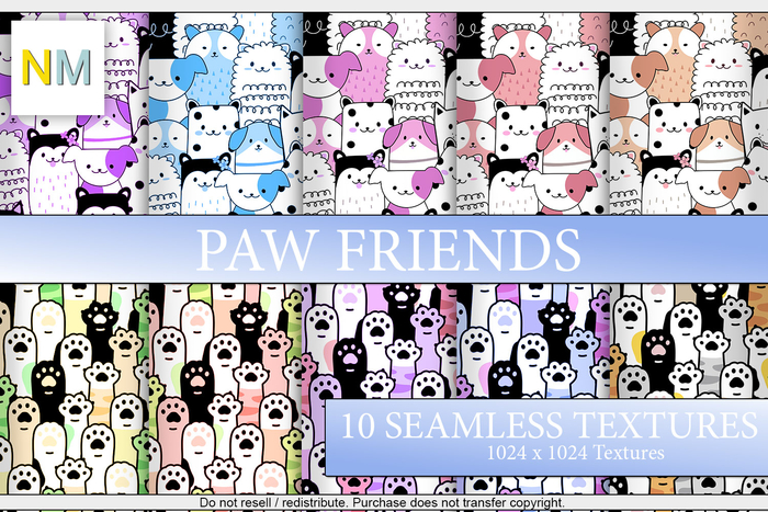 Second Life Marketplace - Paw Friends Animals Patterns Kit 10 Seamless ...