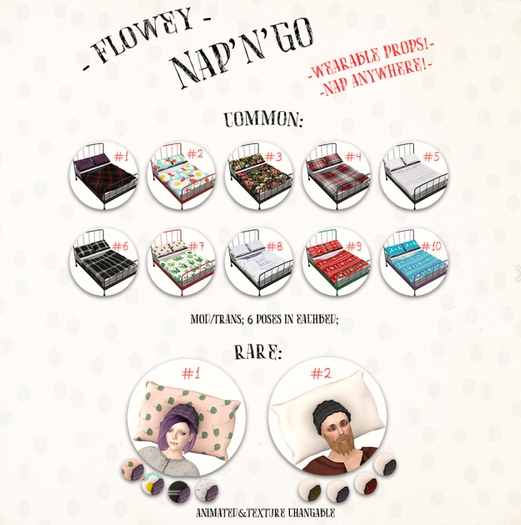 Second Life Marketplace - Flowey | Nap'n'Go | Wearable Bed | 01 (wear)