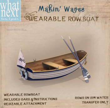 Second Life Marketplace - {what next} 'Makin' Waves' Wearable Row Boat ...
