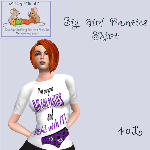 Second Life Marketplace Abm Big Girl Panties T Shirt