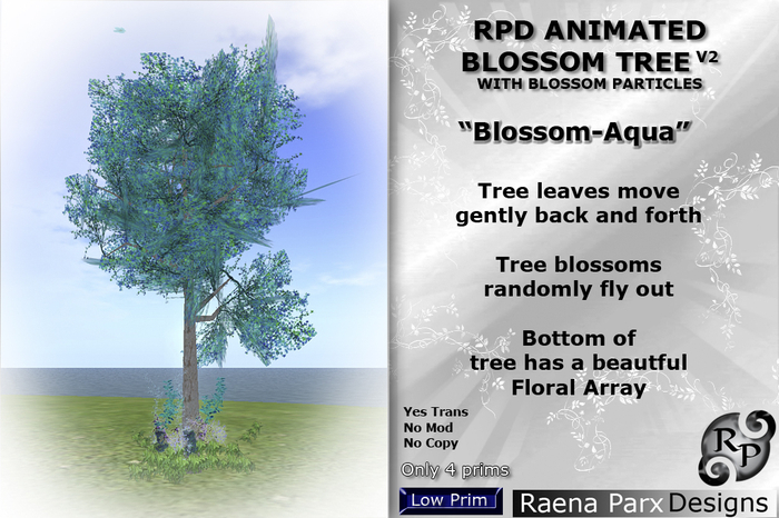 Second Life Marketplace - ANIMATED Blossom Tree v2_AQUA_with Blossom ...