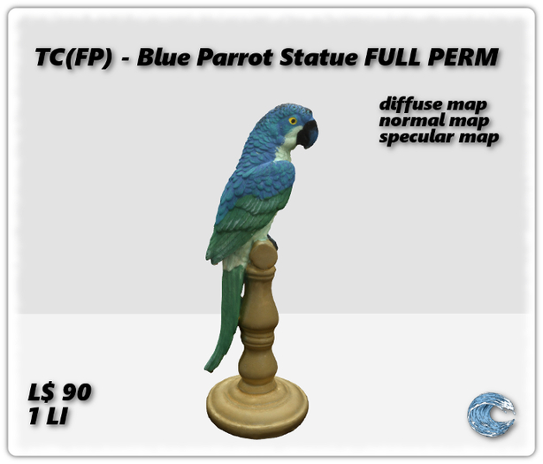 Second Life Marketplace - Blue Parrot Statue FULL PERM