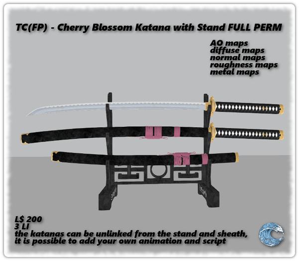 Second Life Marketplace - Cherry Blossom Katana with Stand FULL PERM