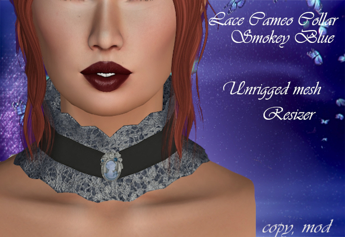 Second Life Marketplace - Lace Cameo Collar Smoky Blue