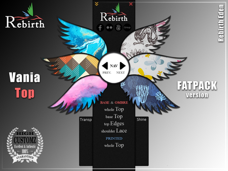 Second Life Marketplace - DEMO Vania top for REBIRTH Eden body - FATPACK