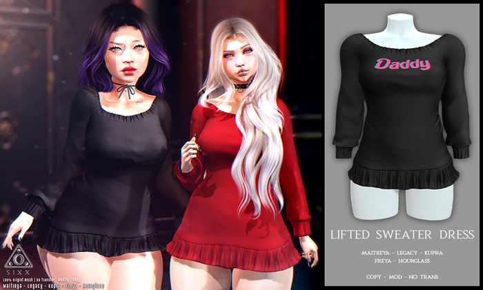 Second Life Marketplace Sixx Lifted Sweater Dress Daddy