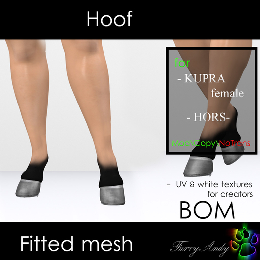 Second Life Marketplace - DEMO - Furry Andy - Hoof for KUPRA body Hoors