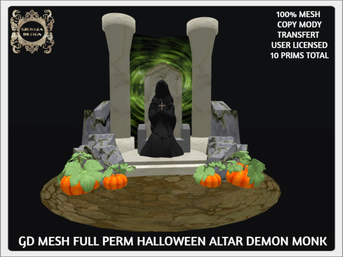 Second Life Marketplace - GD MESH FULL PERM HALLOWEEN ALTAR DEMON MONK