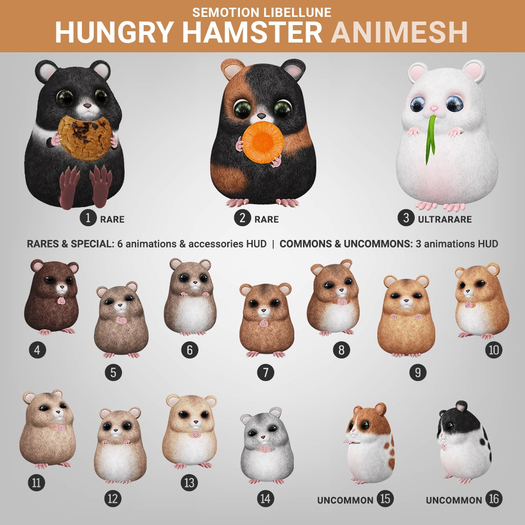 Second Life Marketplace - SEmotion Libellune Hungry Hamster XL Animesh ...