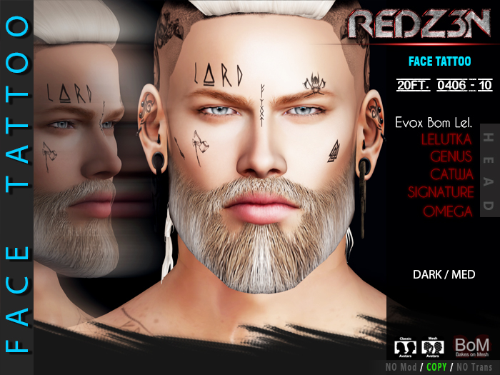 Second Life Marketplace - [ R3 ] Face Tattoo 20FT. 0406 - 10