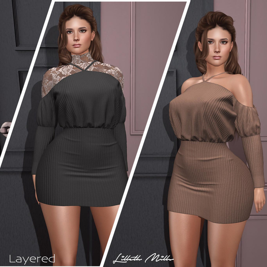 Second Life Marketplace - LM LAYERED - Knits Neutrals - Autumn Dress ...