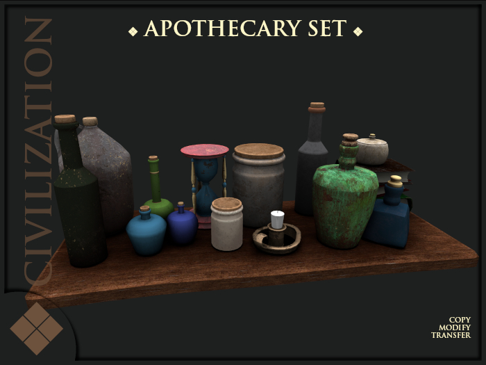 Second Life Marketplace - Apothecary set - 9 LI - 18 FULL PERM Meshes