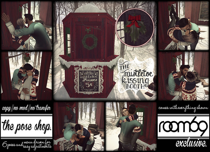 Second Life Marketplace - the pose shop. mistletoe kissing booth