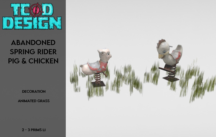Second Life Marketplace - Abandoned Spring Rider Pig & Chicken [ADD ME]...