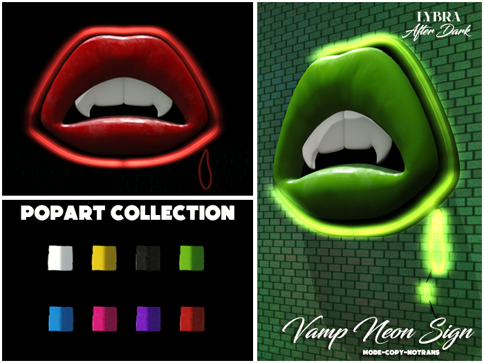 Second Life Marketplace - Vamp Neon Sign [Popart] LYBRA AD (add)