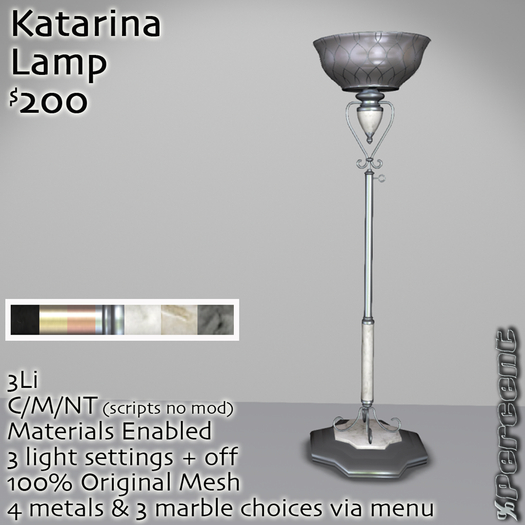 Second Life Marketplace - % Katarina Floor Lamp (multi) *MESH*