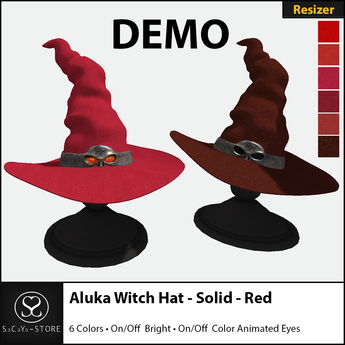 Second Life Marketplace - SaCaYa - Aluka Witch Hat - Solid - Red DEMO