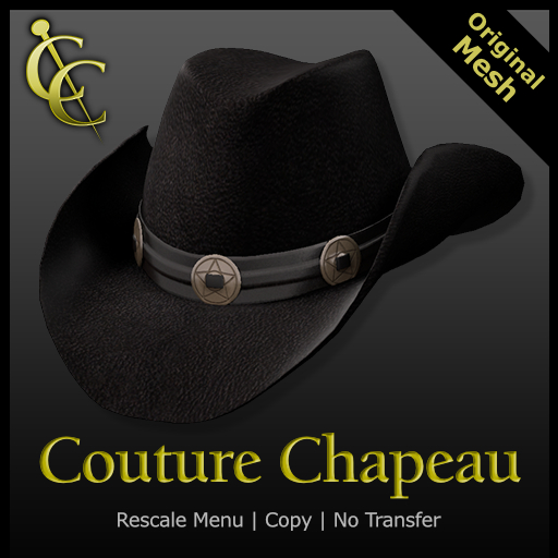 Second Life Marketplace - CC Reno Cowboy Hat: Leather {Black}