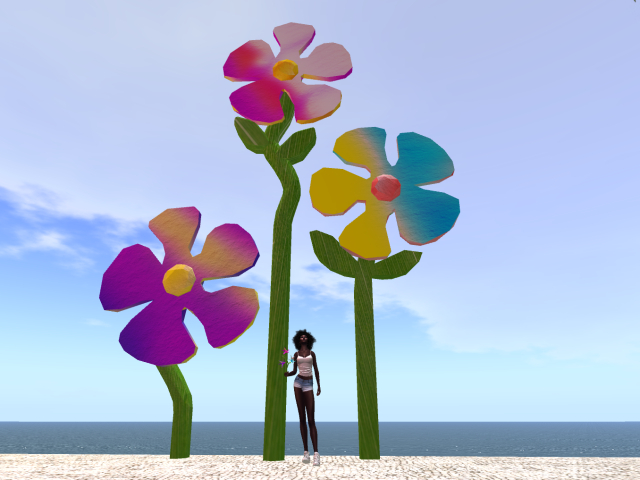 Second Life Marketplace - 3 wind turbines and flower *Green energy*