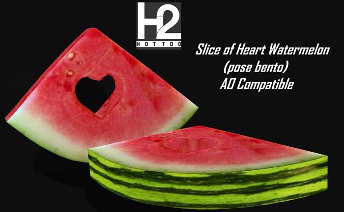 Second Life Marketplace - H2 - Slice of Heart Watermelon(pose bento ...