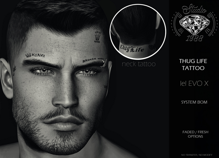 Second Life Marketplace - Studio 1988_Thug Life - Face Tattoo