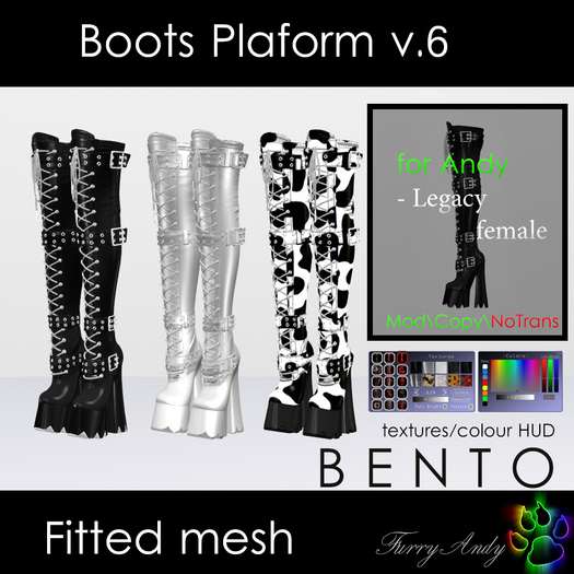 Second Life Marketplace - Furry Andy - Boots Platform v6 - Legacy female