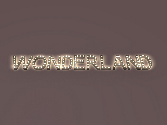 Second Life Marketplace - [Px] "WONDERLAND" Illuminated Light Bulbs Sign