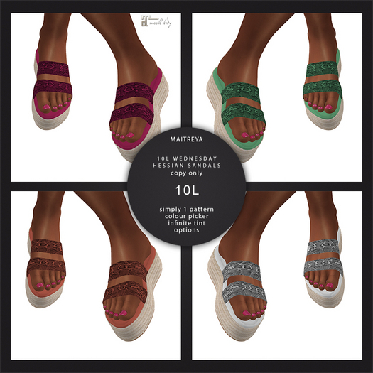 Second Life Marketplace - 10L Wednesdays, Maitreya Hessian Sandals