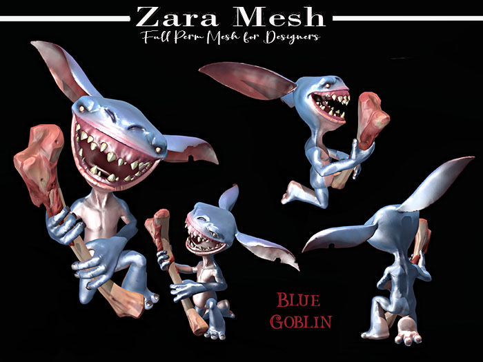Second Life Marketplace - Zara Mesh - Horror - Blue Goblin - FULL PERM MESH