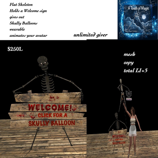 Second Life Marketplace - SKELETON WELCOME SIGN GIVES WEARABLE SKELETON ...