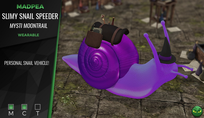 Second Life Marketplace - MadPea Slimy Snail Speeder - Mysti Moontrail