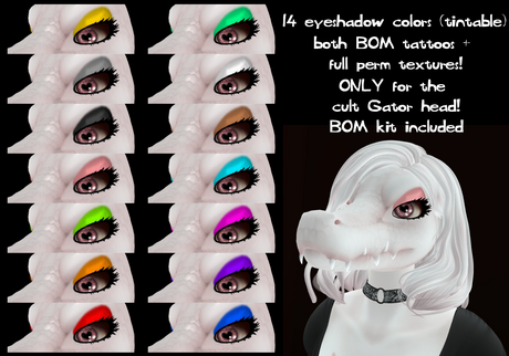 Second Life Marketplace - [LSLS] BOM Eyeshadow Kit for cult Gator Head