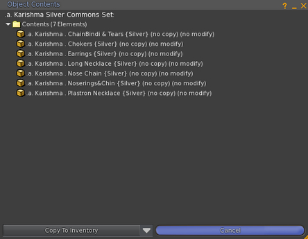 Second Life Marketplace - .a. Karishma Silver Commons Set