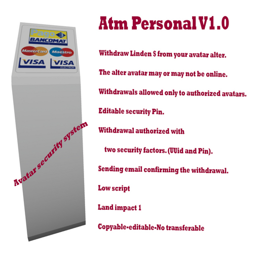 Second Life Marketplace - Atm Personal V1.0 (boxed)