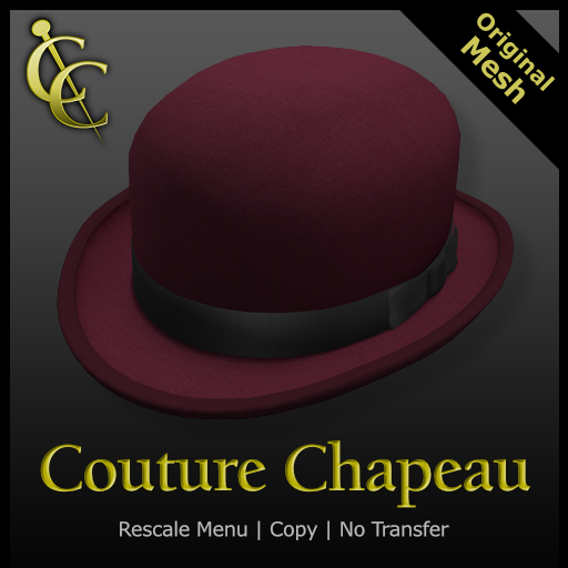 Second Life Marketplace - CC Classic Derby Bowler Hat : Burgundy{Mesh}