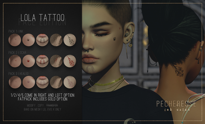Second Life Marketplace - pecheresse. lola tattoo (face edition) scar pack