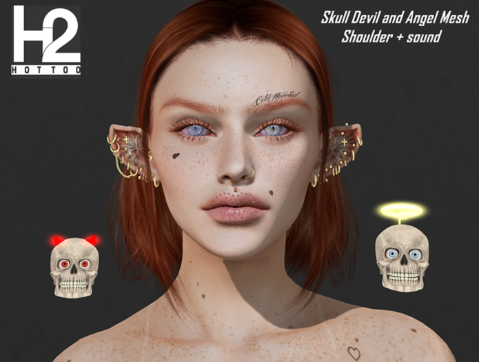 Second Life Marketplace - H2 - Skull Devil and Angel Shoulder + sound