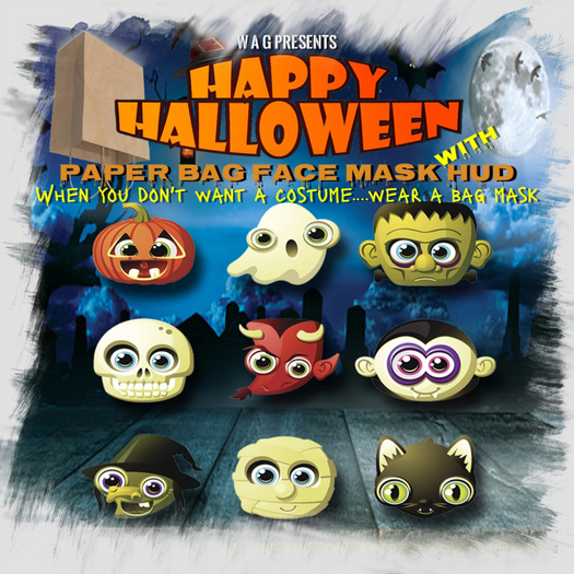Second Life Marketplace - [WAG] Halloween Paper Bag Mask w HUD