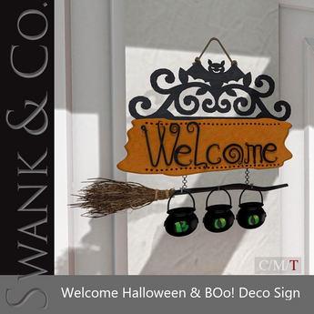 Second Life Marketplace - Swank & Co. Welcome Halloween & BOo! Deco Sign