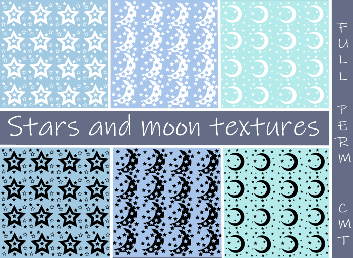 Second Life Marketplace - Moon and stars texture collection 6. GIFT ...