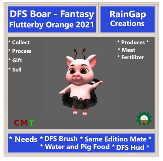 Second Life Marketplace - DFS Boar - Fantasy Flutterby Orange 2021 ...