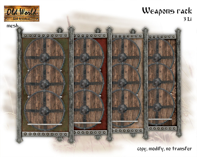 Second Life Marketplace - Weapons rack - shield - Old World - Rustic ...
